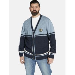 Strickjacke CHARLES COLBY "Strickjacke DUKE BRAYMEN", Herren, Gr. L, blau (blau gestreift), Obermaterial: 50% Baumwolle CO. 50% Polyacryl PAN., Strickjacken Strickjacke