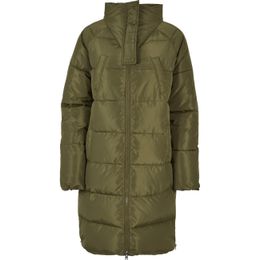 Winterjacke Urban Classics "Urban Classics Damen Ladies High Neck Puffer Coat", Damen, Gr. M, olive, 100% Polyester, unifarben, oversize, amerikanischer Ausschnitt, Jacken Winterjacke