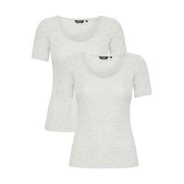 T-Shirt oxmo "T-Shirt OXIsan", Damen, Gr. L, wei&szlig; (lgm, lgm), Obermaterial: 95% Baumwolle CO. 5% Elasthan EL., Shirts T-Shirt