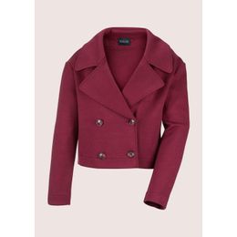 Madeleine Mode Jerseyblazer MADELEINE "Blazer Zweireihiger Kurzblazer", Damen, Gr. 44, rot (rubinrot), Obermaterial: 51% Viskose CV. 28% Polyamid PA. 21% Polyester PES., Modern, normal, Blazer