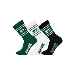 Kurzsocken NFL "Socken NFL 3Pack Crew Socks 3er Pack", Damen, Gr. 43-46, bunt (new york jets), Obermaterial: 58% Baumwolle CO. 39% Polyester PES. 3% Elasthan EL., Socken