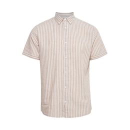 Kurzarmshirt INDICODE "Kurzarmhemd IDHank", Herren, Gr. XL, beige (greige), Obermaterial: 55% Leinen LI. 45% Baumwolle CO., Hemden