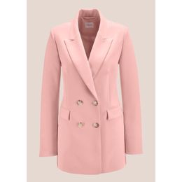Madeleine Mode Jackenblazer MADELEINE "Blazer Zweireihiger Longblazer mit Futter", Damen, Gr. 38, rosa (puderros&eacute;), Obermaterial: 73% Polyester PES. 23% Viskose CV. 4% Elasthan EL., Modern, normal, Blazer