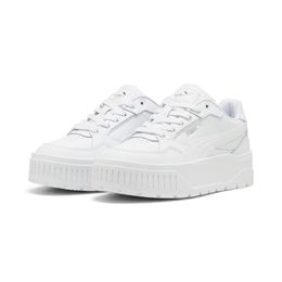 Sneaker Puma "KARMEN II IDOL", Damen, Gr. 39, wei&szlig; (Puma wei&szlig;, Puma wei&szlig;, Puma silber), Leder, Schuhe Sneaker