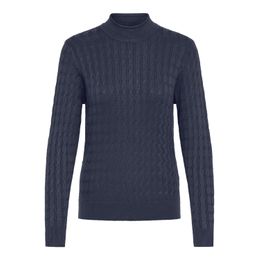 Rollkragenpullover oxmo "Rollkragenpullover OXISALLY", Damen, Gr. L, blau (total eclipse), Obermaterial: 70% Viskose CV. 30% Nylon NY., Pullover Rollkragenpullover