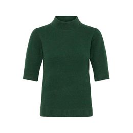 Strickfleece-Pullover oxmo "Strickpullover OXISIF", Damen, Gr. L, gr&uuml;n (pineneedle), Obermaterial: 44% Polyester Pol. recyc.. 23% Polyacryl PAN. 22% Polyester PES. 5% Ziegenhaar HZ. 3% Wolle mw., Pullover