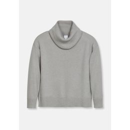 Madeleine Mode Longpullover MADELEINE "Pullover Pullover mit gro&szlig;em Capuchon-Kragen", Damen, Gr. 36, grau (hellgrau), Obermaterial: 47% Wolle WO. 38% Viskose CV. 10% Polyamid PA. 5% Kaschmir WS., Pullover Longpullover