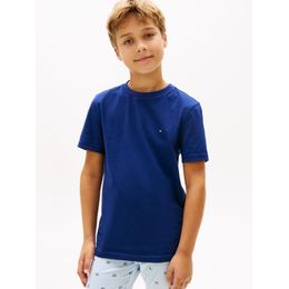 T-Shirt "2 PK SS TEE mit Stickerei und Rundhals im 2er-Pack", Jungen, Gr. 128/134, brisk blau, preppy navy, Jersey, Obermaterial: 100% Baumwolle, Tommy Hilfiger Underwear, normal h&uuml;ftbedeckend, Rundhals, eingesetzt abgesteppt, Shirts T-Shirt, unifarben, casual, regular fit, Baumwolle, Rundhals