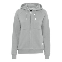 Sweatjacke oxmo "Sweatjacke OXAndie", Damen, Gr. L, grau (limestone), Obermaterial: 55% Polyester PES. 45% Baumwolle CO., Sweatjacken Sweatjacke