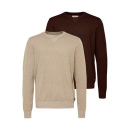 Rundhalspullover Blend "Rundhalspullover BHPullover 2 Pack", Herren, Gr. XXL, braun (chicorey coffeecornstalk), Obermaterial: 100% Polyester PES., Pullover Rundhalspullover
