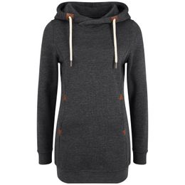 Kapuzenpullover oxmo "Hoodie OXVicky", Damen, Gr. S, grau (dar grau m), Obermaterial: 80% Polyester PES. 20% Baumwolle CO., Sweatshirts Kapuzenpullover