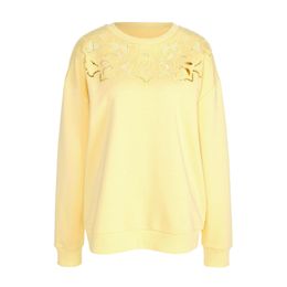 Longpullover Alba Moda "Sweatshirt Sweatshirt", Damen, Gr. 46, gelb, Obermaterial: 65% Baumwolle CO. 35% Polyester PES., Modern, normal, Pullover Longpullover