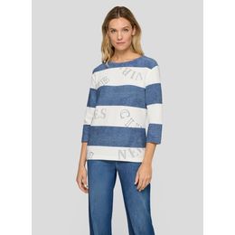 Sweatshirt Rabe "Sweatshirt", Damen, Gr. 52, blau (dunkelblau), 76%Baumwolle 16%Polyester 8%Elasthan, gestreift, gerade, Sweatshirts Sweatshirt