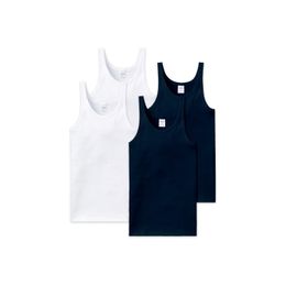 Unterhemd Schiesser "Unterhemd ESSENTIALS 4er Pack", Herren, Gr. L, N-Gr, bunt (wei&szlig;, blau), Obermaterial: 100% Baumwolle CO., Unterhemden Unterhemd