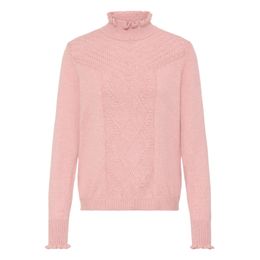 Strickfleece-Pullover oxmo "Strickpullover OXBMMNERA ONECK JUMPER", Damen, Gr. L, rosa (pale mauve melange), Obermaterial: 50% Viskose CV. 27% Nylon NY. 23% Polyester PES., Pullover