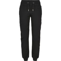 Jogginghose Urban Classics "Urban Classics Damen Ladies Organic High Waist Sweat Pants", Damen, Gr. S, US-Gr&ouml;&szlig;en, schwarz, 100% Organic Cotton Terry, unifarben, loose fit, Hosen Jogginghose