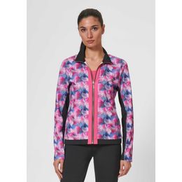 Madeleine Mode Outdoorjacke MADELEINE "Jacke Jacke mit Bl&auml;tterprint", Damen, Gr. 38, pink (erdbeerpink, multicolor), Obermaterial: 92% Polyester PES. 8% Elasthan EL., Modern, Jacken Outdoorjacke