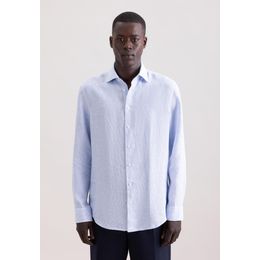 Leinenhemd Seidensticker "Schwarze Rose", Herren, Gr. L (42), normale &Auml;rmell&auml;ngen, blau (hellblau), 100% Leinen, gestreift, slim fit, 2-Knopf-Manschette, Hemden, Slim 1/1 Kentkragen Gestreift