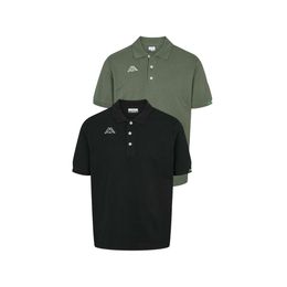 Kurzarmhemd Kappa "Kappa Polo shirt KMLogo Maltaxita 2-Pack", Herren, Gr. M, Normalgr&ouml;&szlig;en, 2schwarz, gr&uuml;n schwarzish, Obermaterial: 100% Baumwolle, Hemden