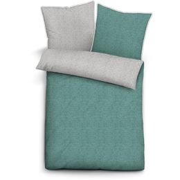 Bettw&auml;sche Biberna Gr. 2, gr&uuml;n (salbei, grau, meliert), B/L: 155cm x 200cm, Flanell,Biber,Feinbiber, B/L: 80cm x 80cm, 2 Stk., Flanell;Biber;Feinbiber, 100% Baumwolle, Bettw&auml;sche, Bettw&auml;sche