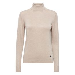 Rollkragenpullover oxmo "Rollkragenpullover OXKatja", Damen, Gr. M, beige (cement melange), Obermaterial: 80% Viskose CV. 20% Nylon NY., Pullover Rollkragenpullover