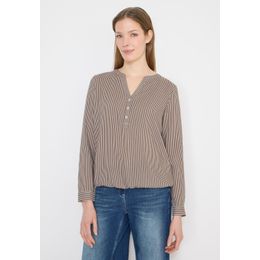Langarmbluse Cecil, Damen, Gr. XL (44), urban taupe, Stoff, 100% Viskose, gestreift, normal normal, Rundhals, B&uuml;ndchen, Blusen, aus softer Viskose