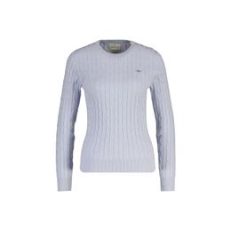 Sweater Gant "Strickpullover STRETCH COTTON CABLE C-NECK", Damen, Gr. M, blau (blau (light)), Obermaterial: 88% Baumwolle CO. 10% Polyamid PA. 2% Elasthan EL., Sweatshirts Sweater