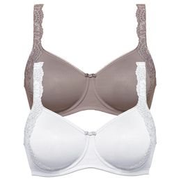 Minimizer-BH SuSa "2er Pack Minimizer BH mit B&uuml;gel London", Damen, Gr. 100, Cup C, bunt (wei&szlig; frosty lavender), Obermaterial: 77% Polyamid PA. 23% Elasthan EL., BHs Minimizer-BH