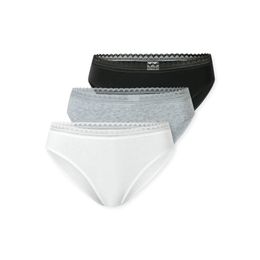 Slip Schiesser "Slip 3er Pack", Damen, Gr. S, bunt (schwarz, grau, wei&szlig;), Obermaterial: 95% Baumwolle CO. 5% Elasthan EL., Unterhosen Slip
