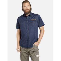 Jeanshemd Jan Vanderstorm "Jeanshemd JOAR", Herren, Gr. XL, weit, blau, Obermaterial: 100% Baumwolle CO., Hemden Jeanshemd