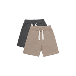 Sweatshorts Minymo "Sweatshorts MIBasic 53 -Sweat short (2-pack)", M&auml;dchen, Gr. 116, N-Gr, braun (fossil), Obermaterial: 100% Baumwolle CO., Hosen Sweatshorts