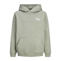 Jack & Jones Kapuzensweatshirt JACK & JONES JUNIOR "JORNORREBRO TYPO BACK SWEAT HOOD SN JNR", Jungen, Gr. 164, seagrass detail:ss26, angeraute Sweatware, Obermaterial: 100% Baumwolle, bedruckt, relaxed fit normal, Rundhals, Rippb&uuml;ndchen, Sweatshirts, Baumwollmischung, relaxed fit, Langarm