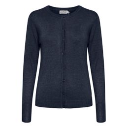 Cardigan oxmo "Strickcardigan OXHlin", Damen, Gr. L, blau (total eclipse melange), Obermaterial: 80% Viskose CV. 20% Nylon NY., Strickjacken