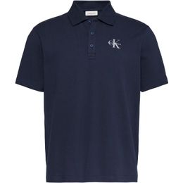 Poloshirt Calvin Klein Jeans "EASY MONOLOGO CASUAL PIQUE", Herren, Gr. L, schwarz sapphire, Web, Obermaterial: 100% Baumwolle, unifarben, regular fit normal, Rundhals, eingesetzt gerader Abschluss, Shirts, Regular fit mit Polokragen