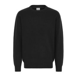 !Solid Strickfleece-Pullover SOLID "Strickpullover SDFINNETADO", Herren, Gr. L, schwarz (true schwarz), Obermaterial: 70% Baumwolle CO recyc.. 30% Polyester Pol. recyc.., Pullover