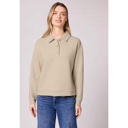 Langarmshirt Street One, Damen, Gr. 34, cotton beige meliert, Stoff, 72% Polyester, 22% Viskose, 6% Elasthan, unifarben, comfort fit normal, hoch geschlossener Ausschnitt, B&uuml;ndchen, Shirts Langarmshirt, Jersey