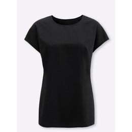 Kurzarmbluse Classic Basics, Damen, Gr. 40, schwarz, 100% Polyester, unifarben, Rundhals, Blusen