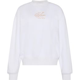 Sweatshirt Calvin Klein Jeans "FOIL CREW SWEATSHIRT", Damen, Gr. S (38), hellwei&szlig;, Sweatware, Obermaterial: 100% Baumwolle, unifarben, regular fit normal, Rundhals, eingesetzt Rippb&uuml;ndchen, Sweatshirts Sweatshirt, Regular fit mit Rundhalsausschnitt