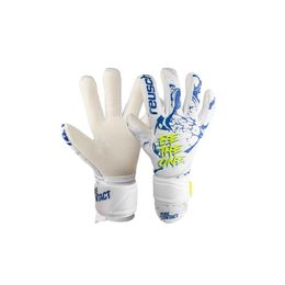 Torwarthandschuhe Reusch "Pure Contact Silver Junior", Kinder, Gr. 4, wei&szlig; (wei&szlig;, blau), 49% Polyester, 43% Elastodien, 8% Polyamid, mehrfarbig, Handschuhe, mit sehr gutem Grip