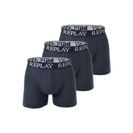 Boxershorts Replay "Boxershort 3er Pack", Herren, Gr. L, blau (dunkelblau), Obermaterial: 95% Baumwolle CO. 5% Elasthan EL., Unterhosen