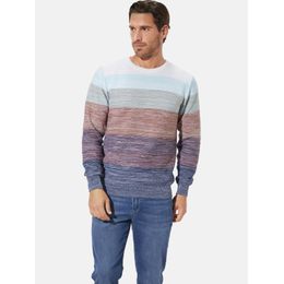 Rundhalspullover Babista "Pullover CARIENO", Herren, Gr. M, blau (hellblau rot gestreift), Obermaterial: 70% Baumwolle CO. 30% Polyacryl PAN., gestreift, normal, Rundhals, Pullover Rundhalspullover