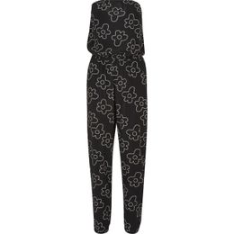 Jumpsuit Urban Classics "Urban Classics Damen Ladies Viscose Bandeau Jumpsuit", Damen, Gr. M, US-Gr&ouml;&szlig;en, schwarzflower, 100% Viskose, loose fit, Overalls Jumpsuit