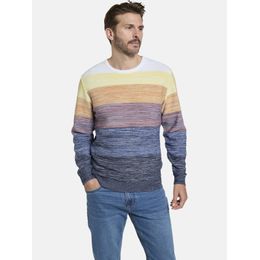 Rundhalspullover Babista "Pullover CARIENO", Damen, Gr. XXL, bunt (orange blau gestreift), Obermaterial: 70% Baumwolle CO. 30% Polyacryl PAN., gestreift, normal, Rundhals, Pullover Rundhalspullover