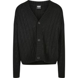 Strickjacke Urban Classics "Urban Classics Herren Boxy Cardigan", Herren, Gr. 5XL, schwarz, 100% Polyacryl, unifarben, oversize, V-Ausschnitt, Strickjacken Strickjacke