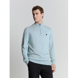 Rundhalspullover NO EXCESS "NO EXCESS Sweatshirt mit halbem Rei&szlig;verschluss", Herren, Gr. XL, blau (pastellblau), 71% Viskose (LENZING&trade; ECOVERO&trade;), 29% Nylon, Pullover Rundhalspullover