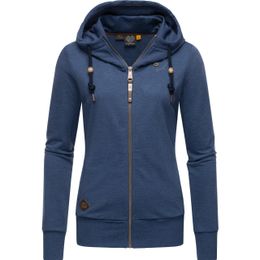 Kapuzensweatjacke Ragwear "Paya Intl.", Damen, Gr. XL (42), blau (navy), Material: 50% Baumwolle, 50% Polyester, tailliert h&uuml;ftbedeckend, hoch geschlossener Ausschnitt, eng Rippb&uuml;ndchen, Sweatjacken, sportlicher Damen Kapuzensweater mit Kordeln