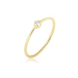 Fingerring Elli Premium "Solit&auml;r Zirkonia 375er Gelbgold" Gr. 54, wei&szlig;, Fingerringe, Damen, 54mm,mit Steinen, Gelbgold 375, 1mm, Fingerring