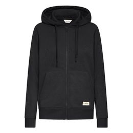 Kapuzensweatjacke oxmo "Kapuzenfleecejacke OXKaren", Damen, Gr. XS, schwarz, Obermaterial: 80% Polyester PES. 20% Baumwolle CO., Sweatjacken