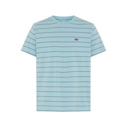 Levi's T-Shirt LEVI'S, Herren, Gr. L, taper stripe forget me not, wei&szlig; stripes, Jersey, Obermaterial: 100% Baumwolle, gestreift, regular fit taillenbedeckt, Rundhals, gerader Abschluss, Shirts T-Shirt, mit Streifenmuster