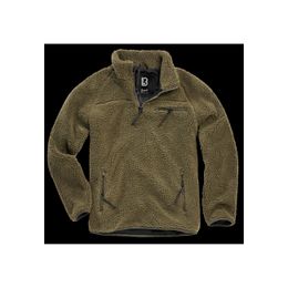 Kapuzenpullover Brandit "Brandit Herren Teddyfleece Troyer", Damen, Gr. L, olive, 100% Polyester, unifarben, normal, amerikanischer Ausschnitt, Pullover Kapuzenpullover